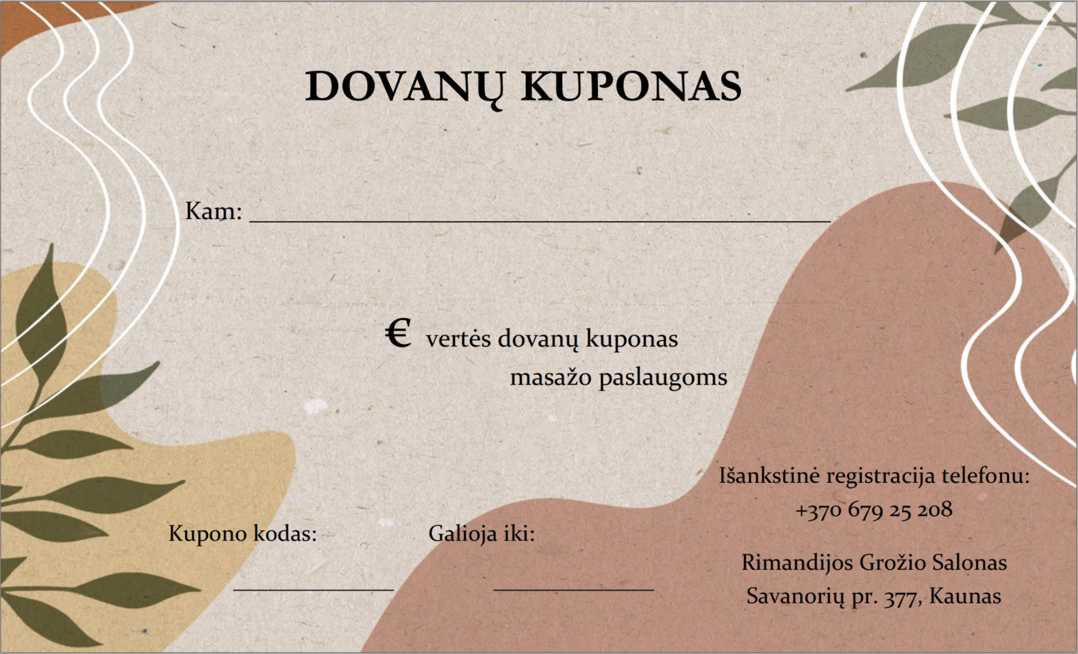 Dovanų Kuponai – Rankų Galia